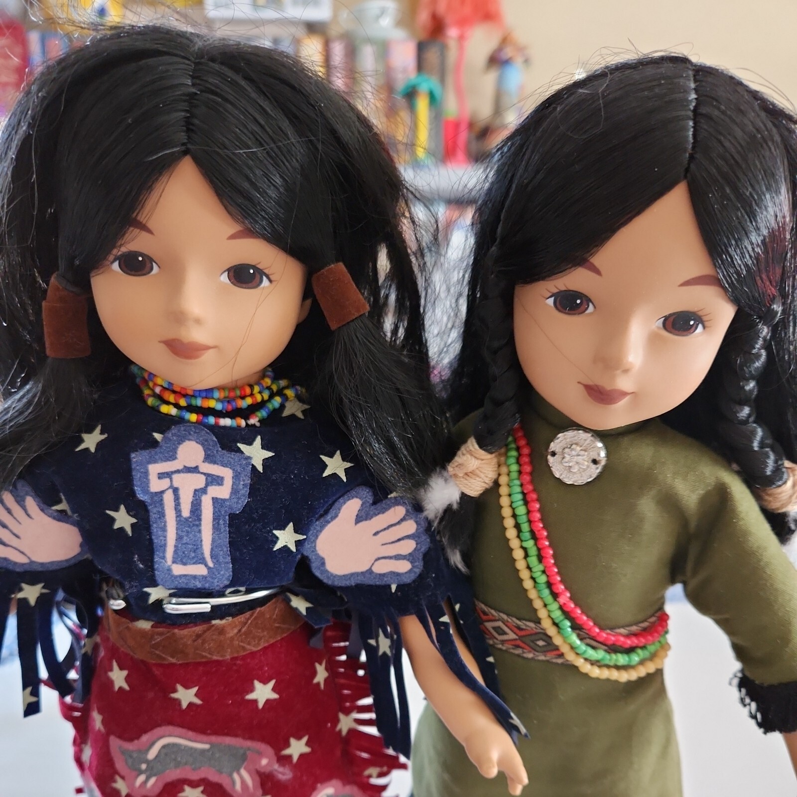 2 Vintage 1994 Sandy Dolls Native American Series 12.5” 1 with stand ...