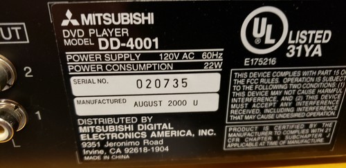 Mitsubishi DD-4001 DVD Player for sale online | eBay