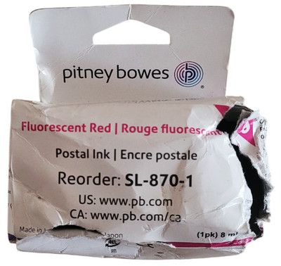 Pitney Bowes SL-870-1 SL8701 Flourescent Red Ink Cartridge 8ml With ...