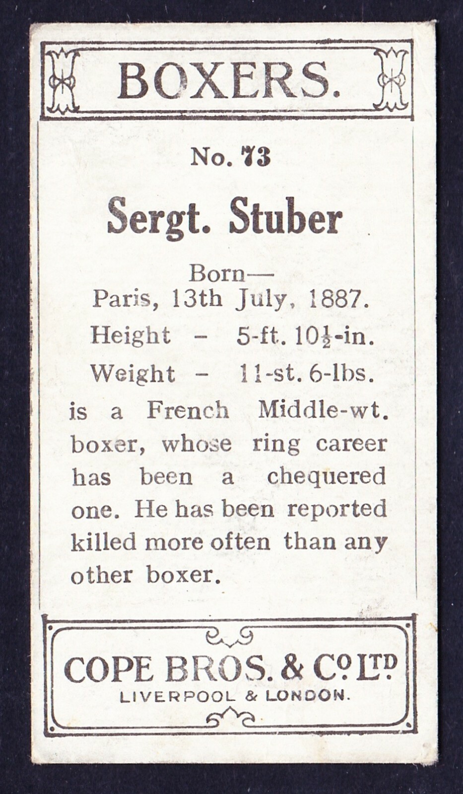 Cope Bros BOXERS (51-75) 1915 *Pick The Card You Need* | eBay UK