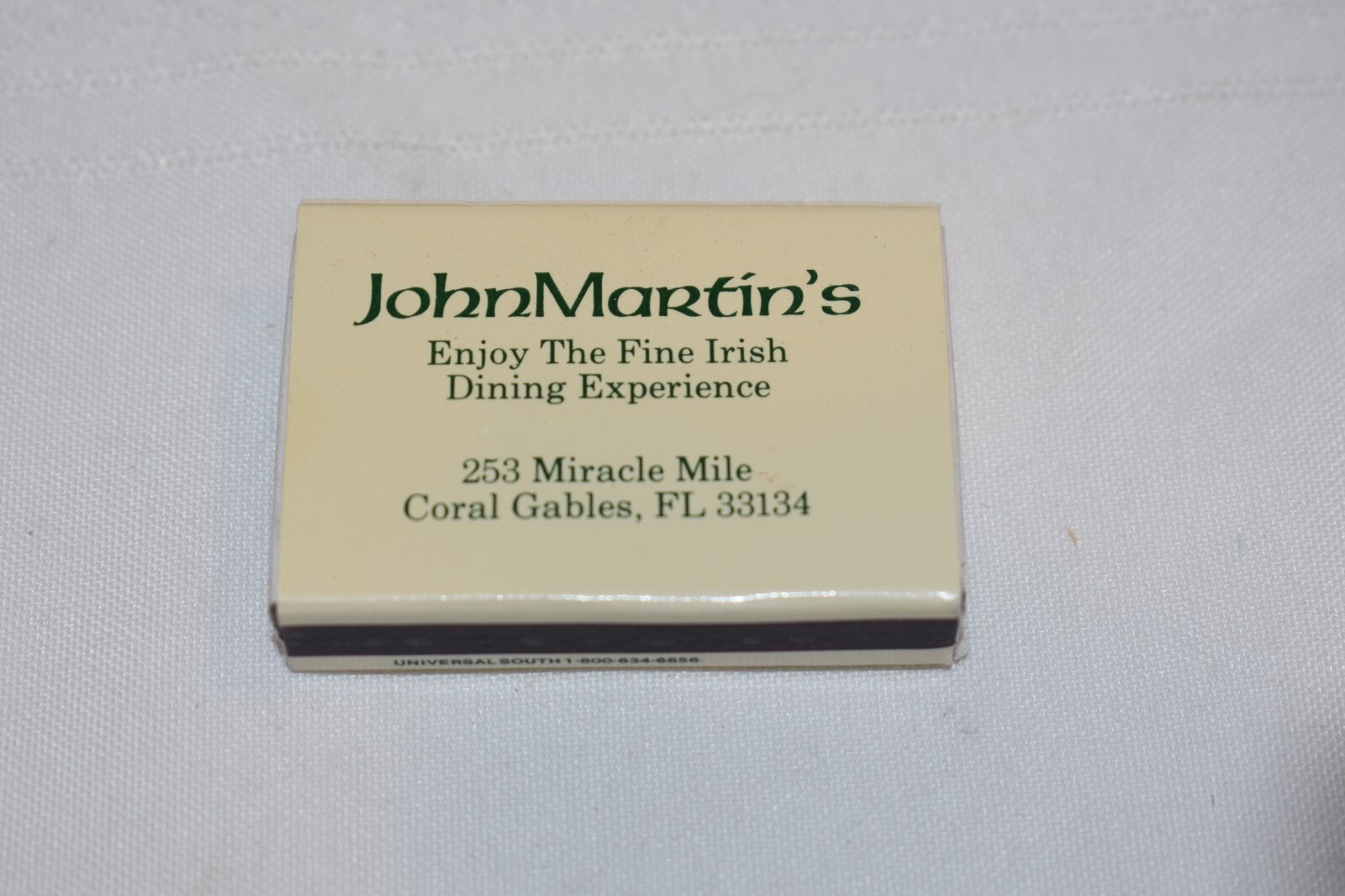 John Martin's Irish Restaurant Coral Gables Florida Matchbox | eBay