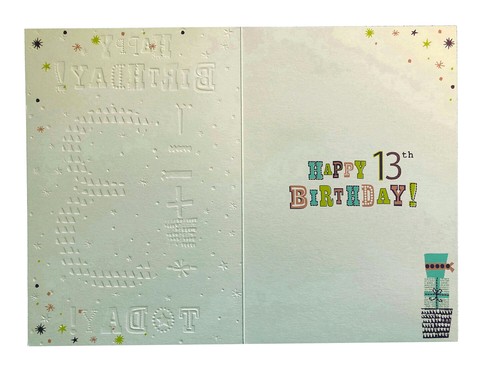 13th Happy Birthday Card 13 Today Teenager Gift Design Female Bright ...