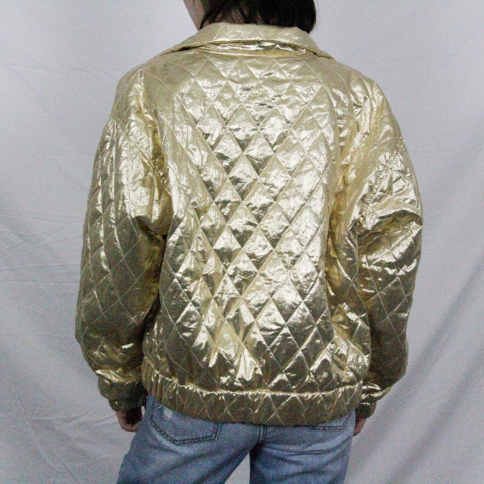 Vintage Gold Metallic Quilted Puffer Jacket (fits M/L) | eBay