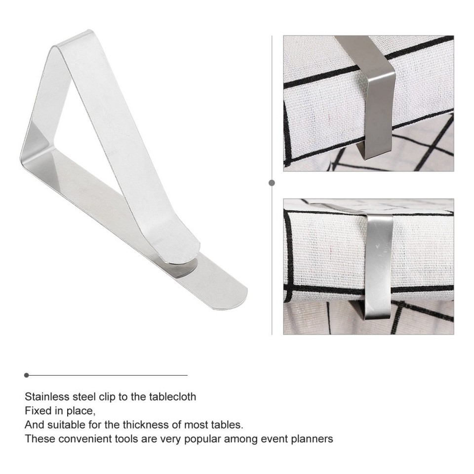12Pcs Stainless Steel Tablecloth Clips Adjustable Table Cloth Fixing ...