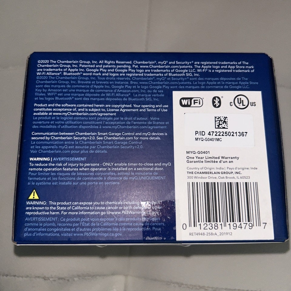 CHAMBERLAIN MYQ-G0401 MYQ SMART GARAGE CONTROL WITH WIFI HUB-B4A | eBay