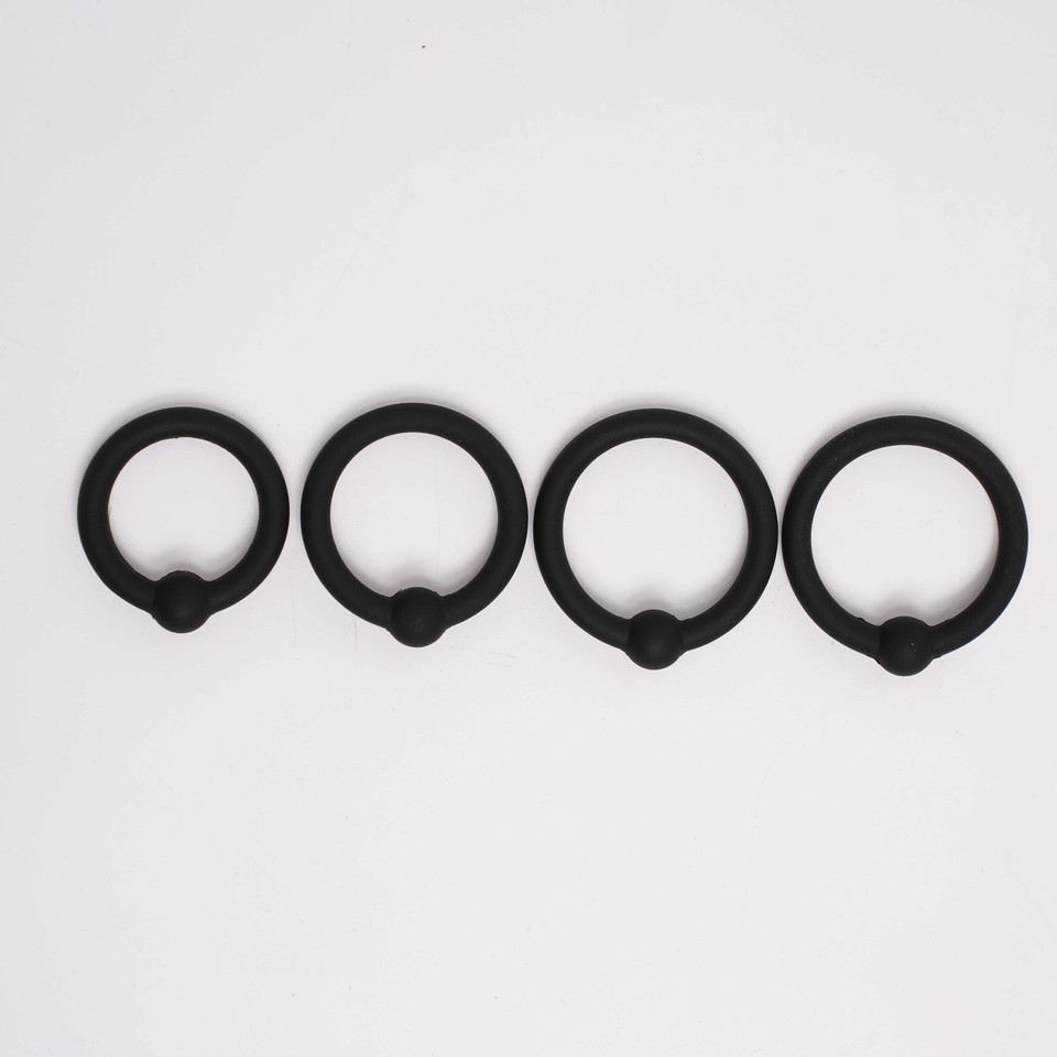 Silicone Penis Rings (4 Rings) Ball Stretcher Scrotum Rings Time Delay ...
