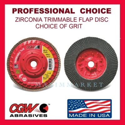 CGW 4-1/2 X 5/8-11 Z3 Trimmable Zirconia Flap Disc, Box of 10, Choice ...