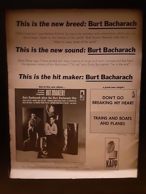 Burt Bacharach Hit Maker Rare Original Promo Poster Ad Framed! | eBay