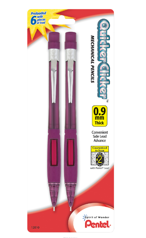 Pentel Quicker-Clicker Mechanical Pencil 0.9mm #2 Lead Transparent Red ...