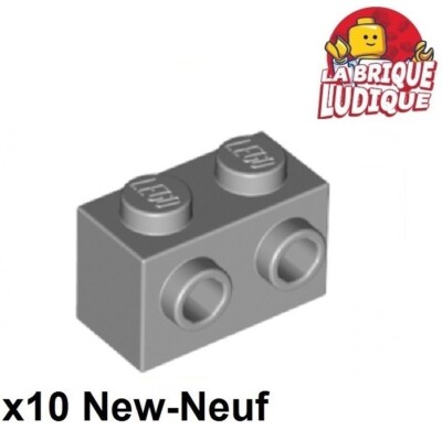 Lego 10x Brique Brick Modified 1x2 studs 1 side gris/light bluish gray ...