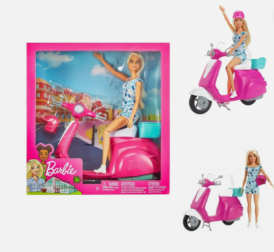 Barbie Pink Scooter Barbie On The Go Pink Scooter And Doll | Barbie