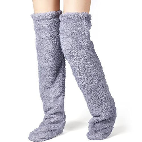 over Knee Thigh High Fuzzy Socks Furry Long Leg Warmer Women Plush ...