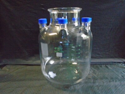 CHEMGLASS 36L Glass Graduated 7-Neck Bio Reactor Vessel GL-45 Caps CLS ...