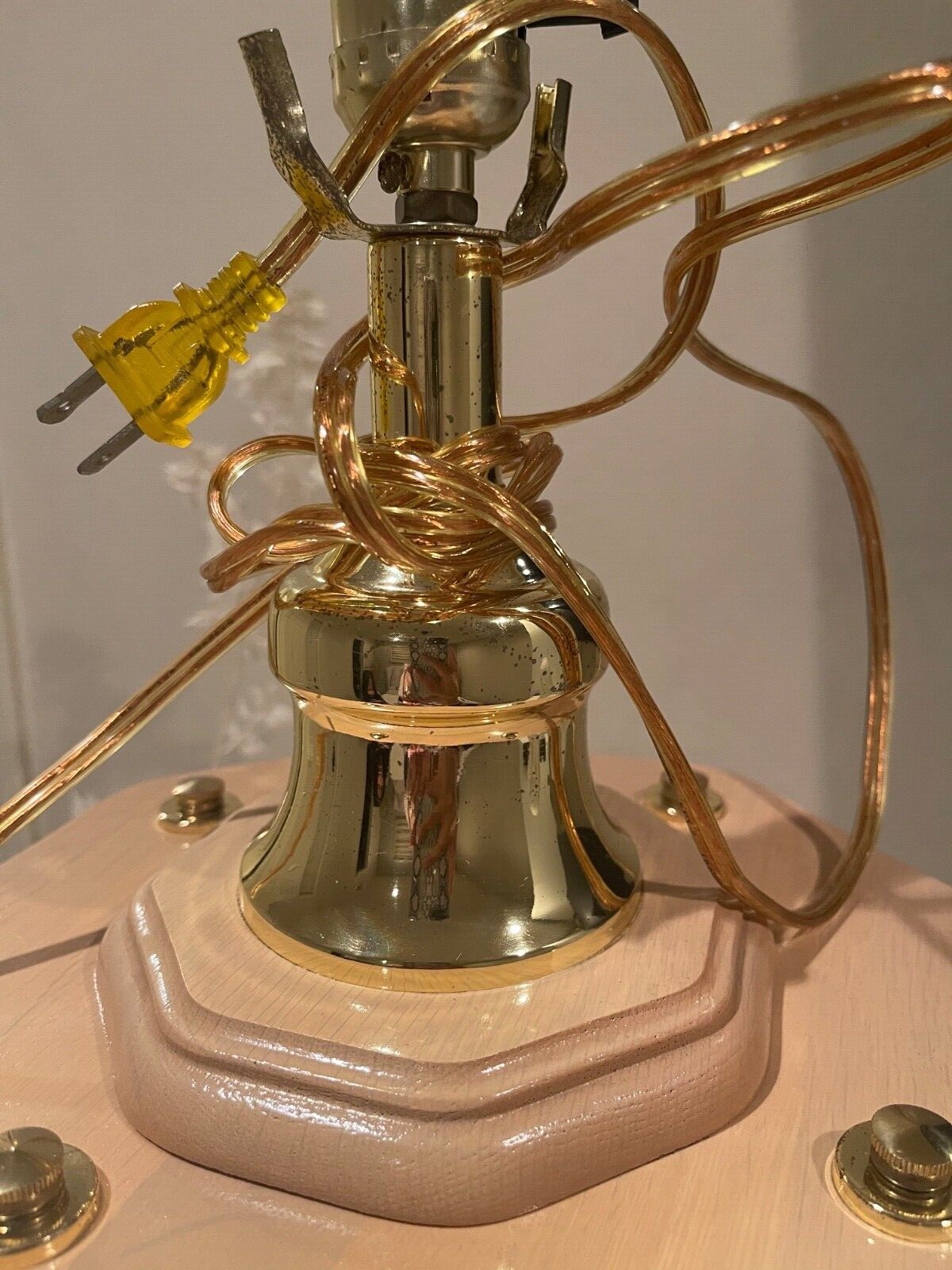 Anthony California Inc. Large Beautiful Oak Table Lamp with etched ...