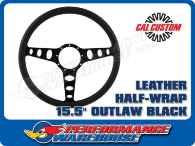 15" Billet Steering Wheel Black Half-Wrap Anodised Black Spokes ...