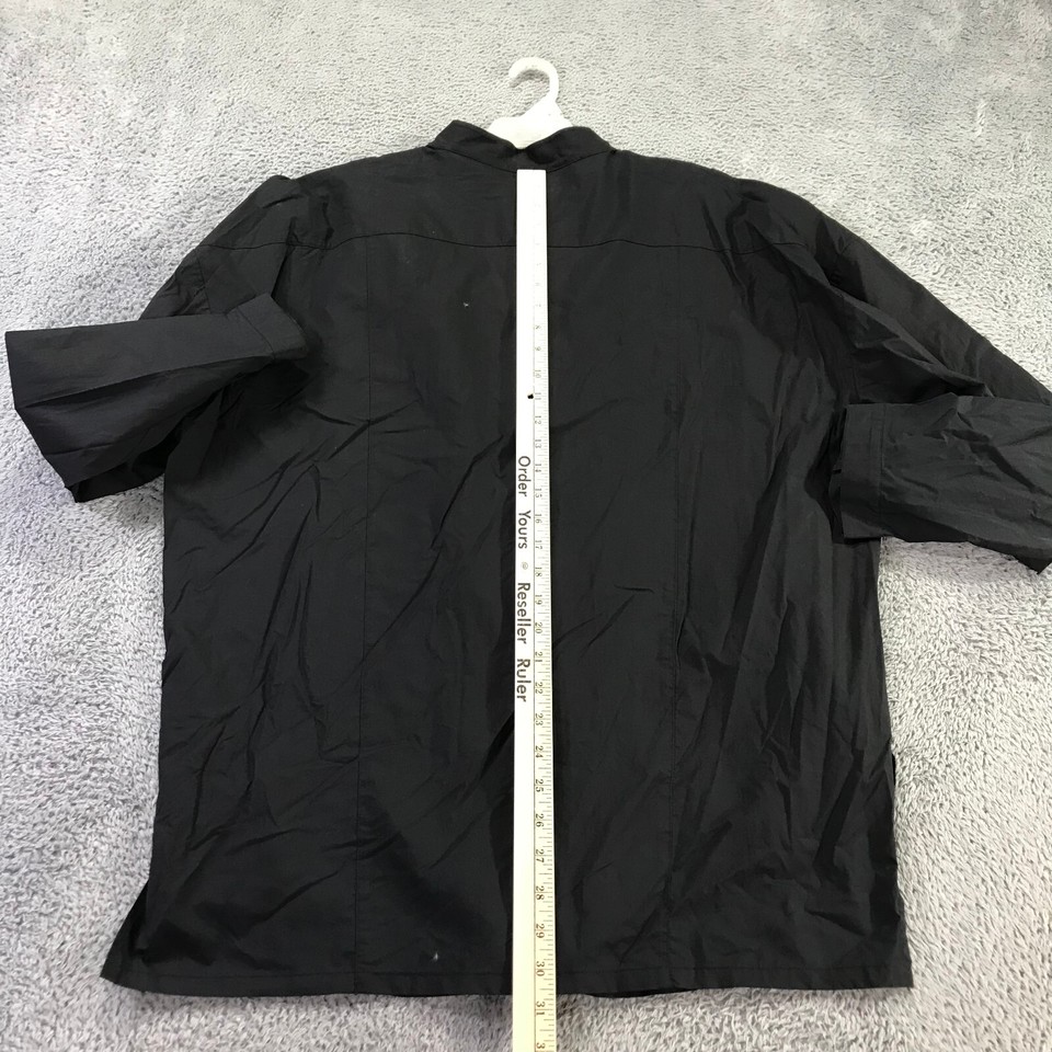 Orttu Shirt Mens Extra Large Button Up Band Mandarin Collar Black Italy ...