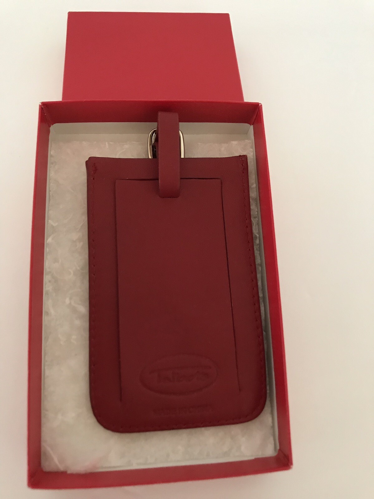 TALBOTS JACQUARD LUGGAGE LEATHER TAG RED SIGNATURE ID TAG NEW IN BOX | eBay