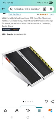 VNN Portable Wheelchair Ramp 3FT, Non-Slip Aluminum Folding Handicap ...