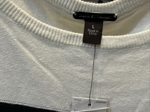 Dana Buchman Large Cream Off White Black Lightweight Sweater New 3/4 ...