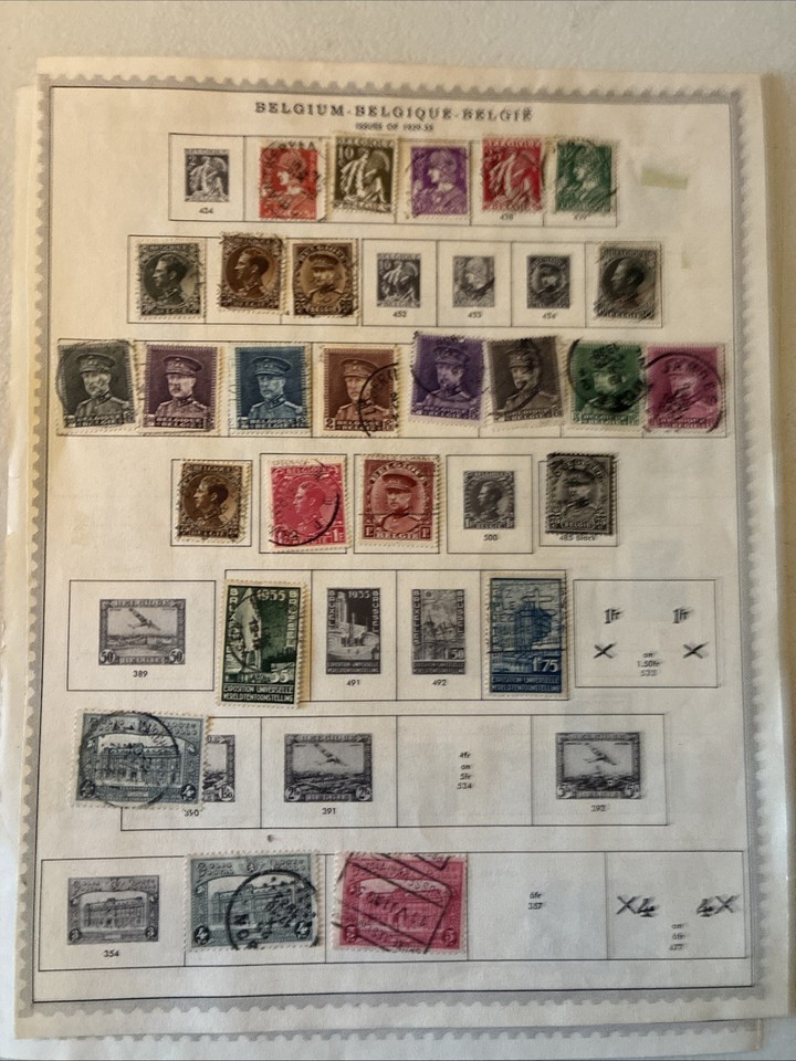 Collection Of Foreign On Cards Mint Used Western Europe Belgium Swiss ...