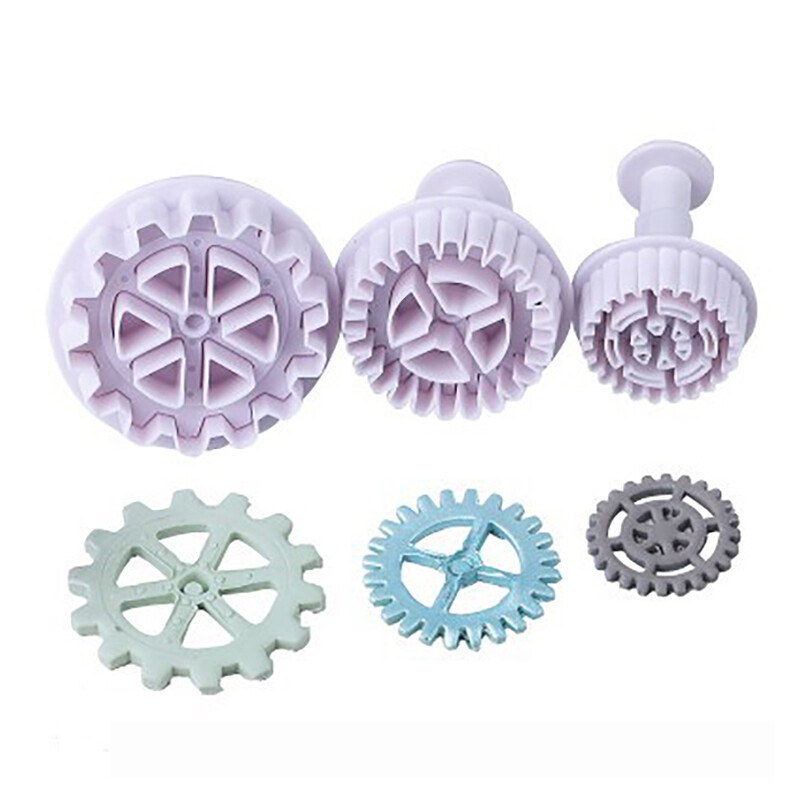 3Pcs/Set Plastic Gear Shape Plunger Cutter DIY Cake Sugarcraft Decor ...