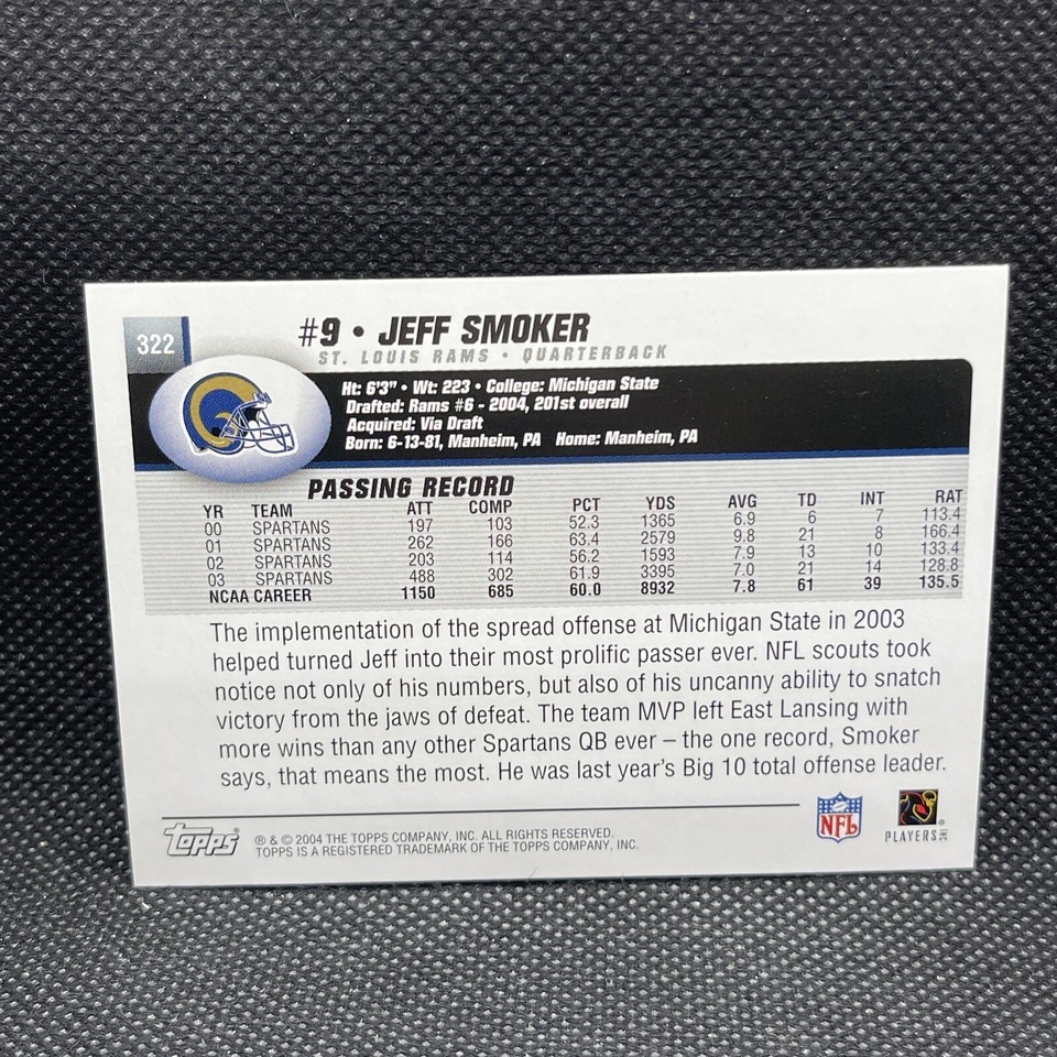 2004 Topps #322 Jeff Smoker Rookie St. Louis Rams RC | eBay