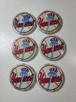 6 Vintage New York Yankees 50s-60s Stadium Pinback Button Baseball Lot ...