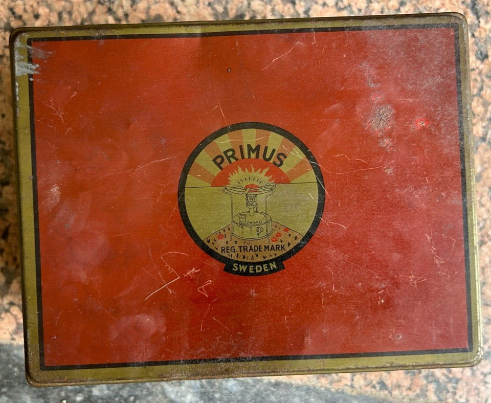 OLD VINTAGE PRIMUS NO.210 BRASS KEROSENE CAMP STOVE WITH ORIGINAL TIN ...