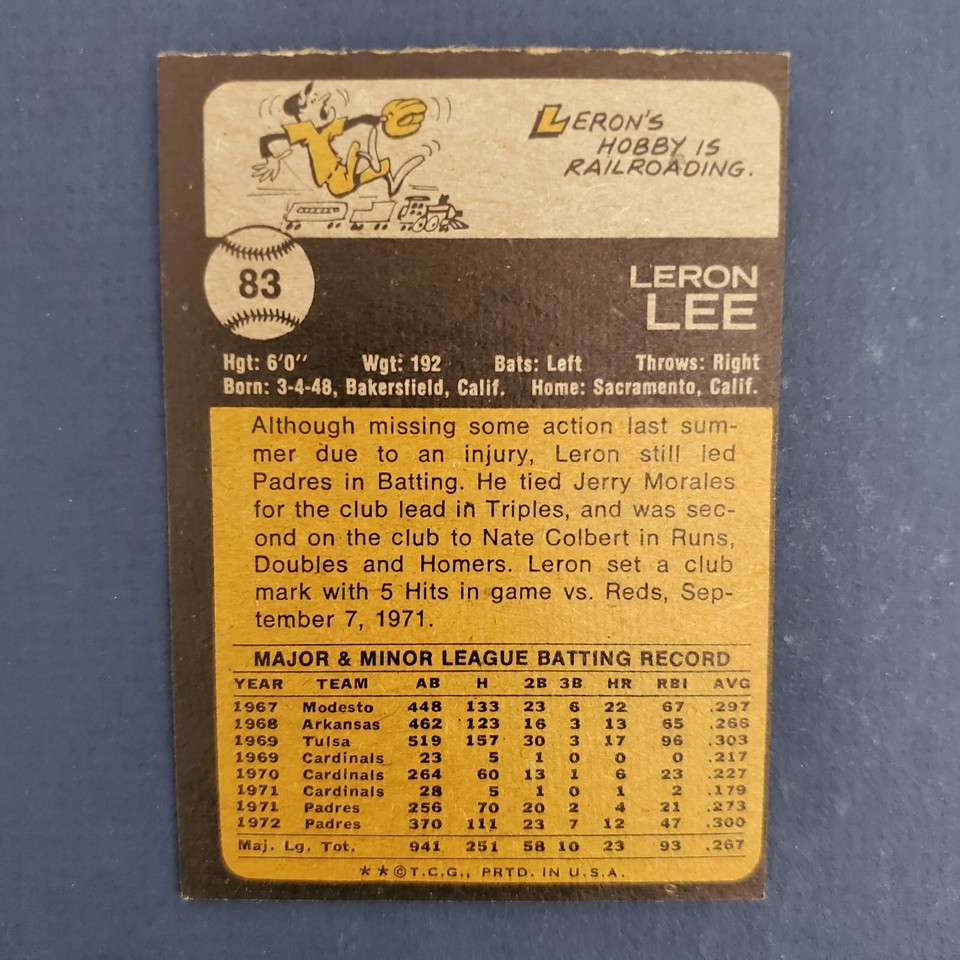 LERON LEE - 1973 TOPPS BASEBALL CARD #83 PACK FRESH LOOK!! | eBay
