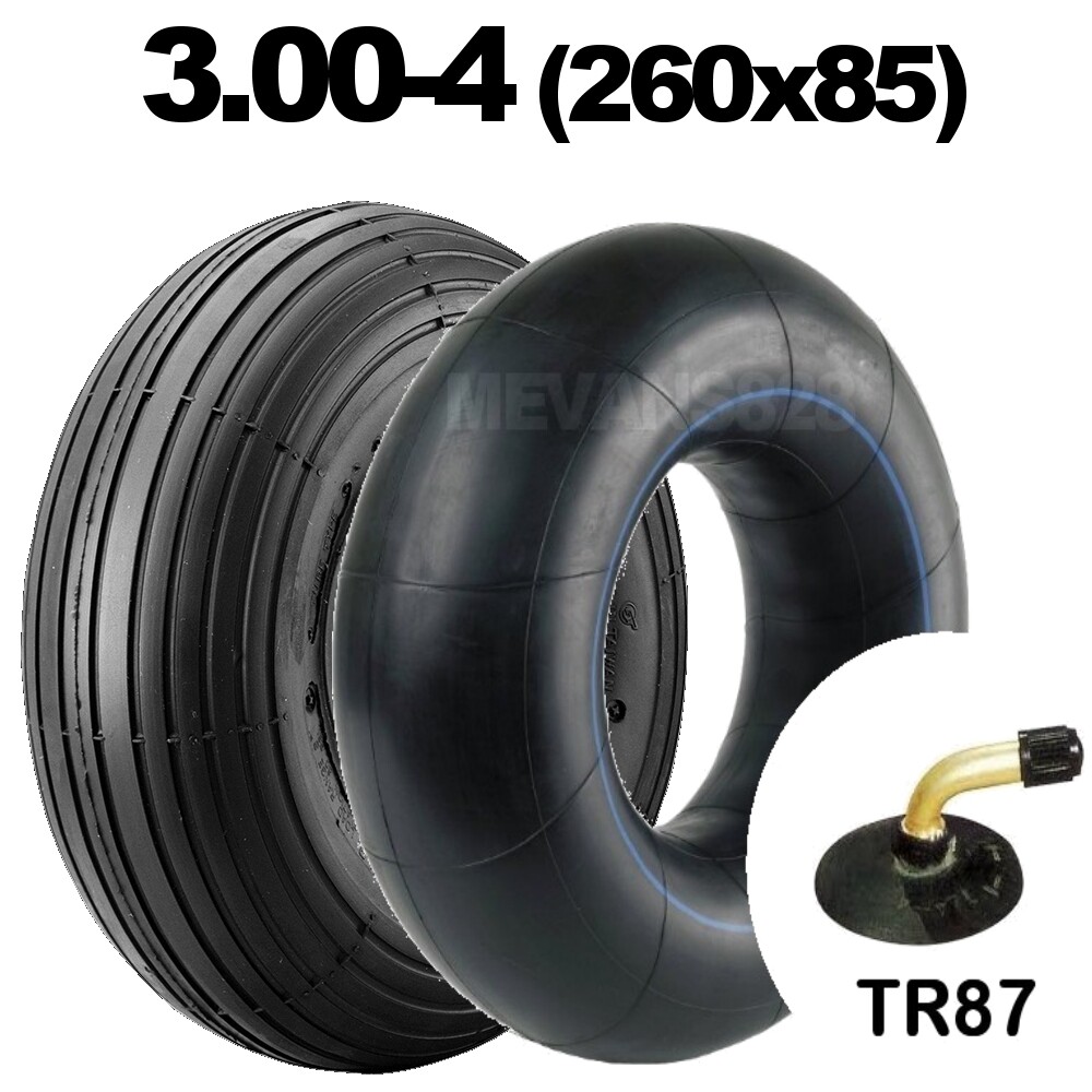 3.00-4 Tyre & Tube Set Rib Pattern Tread 4pr | Tyres 260x85 10x3 Fits 4 ...