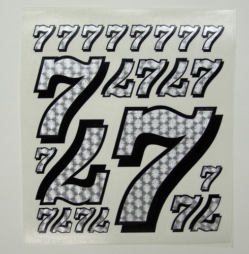 Racing Numbers 7 Decal Sticker Pack Silver Black Outline 1/8 1/10 RC ...