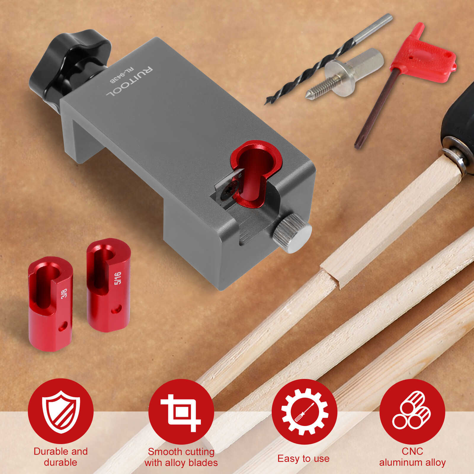 Dowel Maker Jig Kit Metric Imperial Dowel Maker Cutter Dowel Round Rod ...