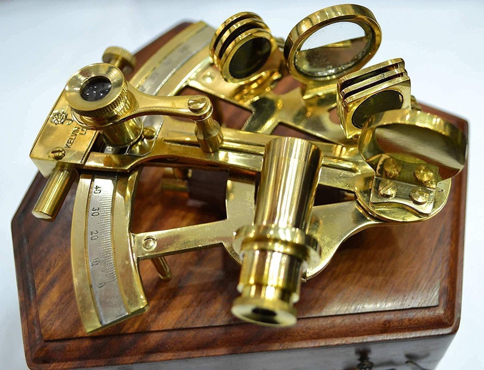 New Marine Sextant W/ Wooden Box Nautical Boat Sailing Sea Navigation ...
