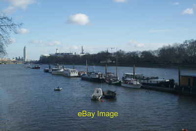 Photo 6x4 View of boats moored up at Cadogan Pier from Albert Bridge ...