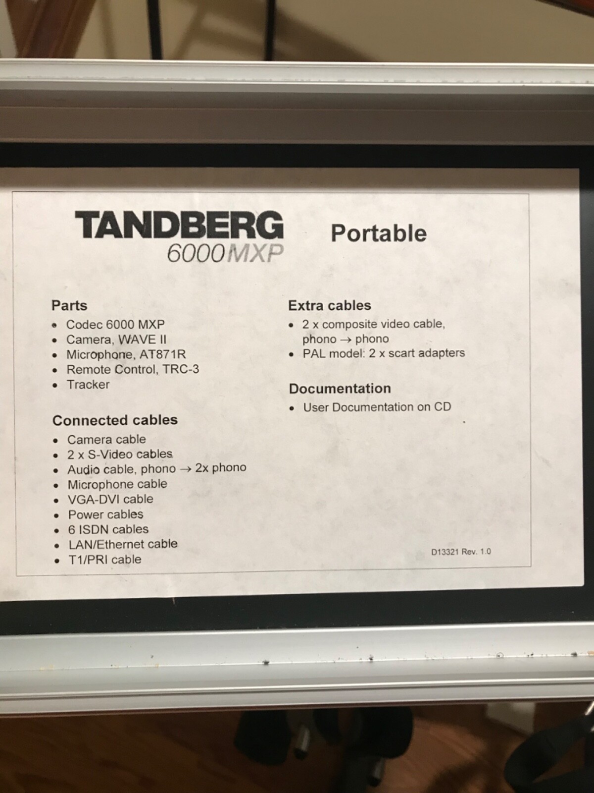 Tandberg 6000 MXP Portable Video Conference Camera Audio Technica Wave ...