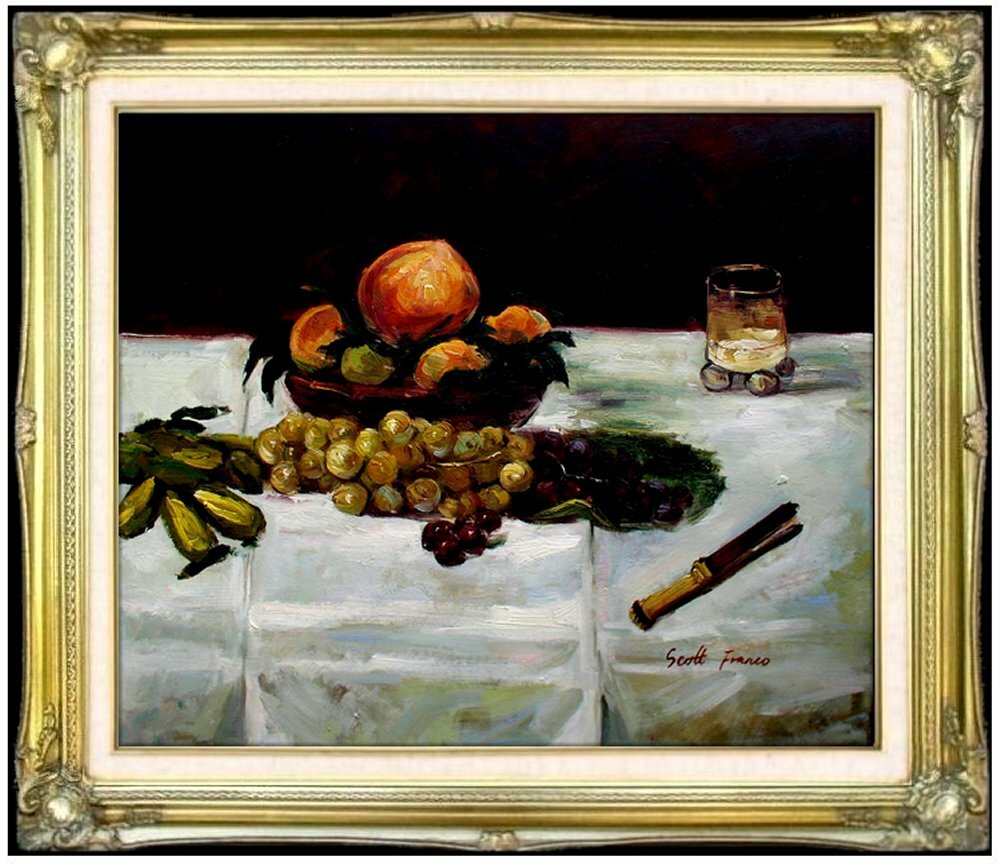 Framed, Edouard Manet Fruit on a Table Repro, Hand Painted Oil Painting ...