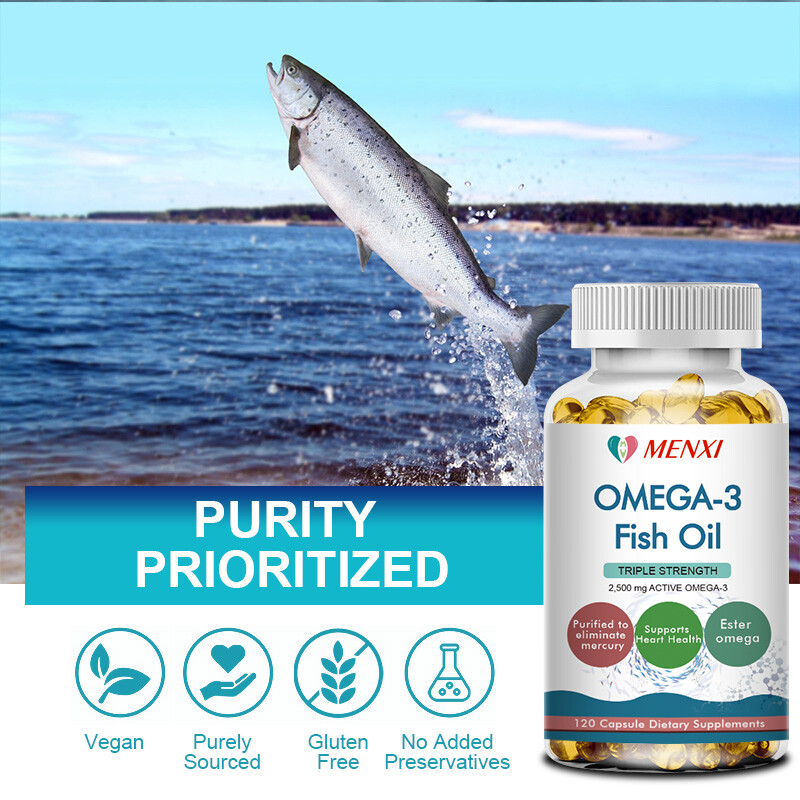 omega 3 fish oil caps 3x strength 2600mg epa & dha, highest potency 120 ...