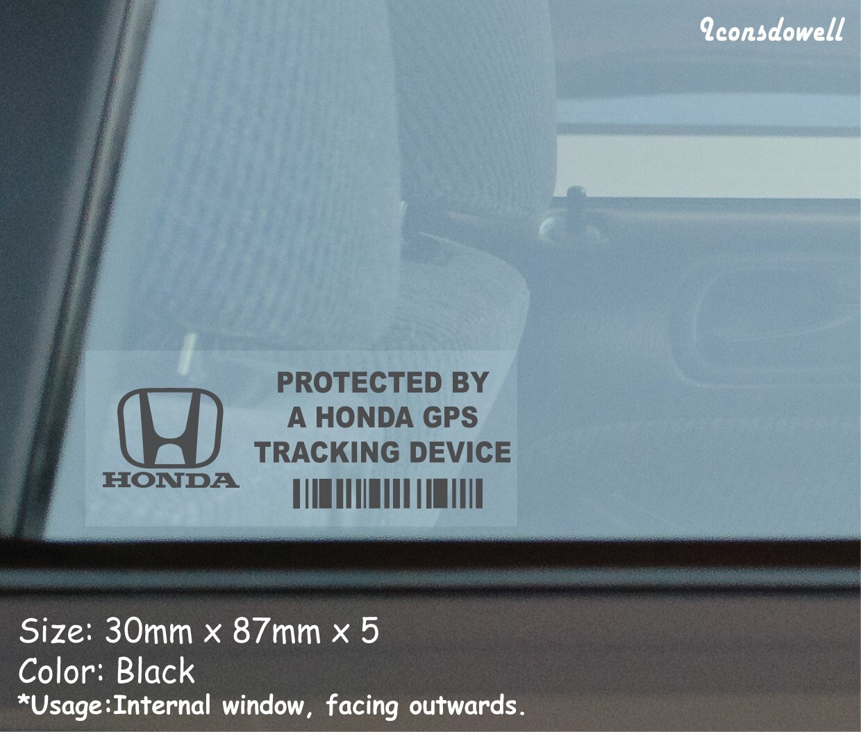 5X PROTECTED BY A HONDA GPS Car Security Stickers Anti Theft Decals ...