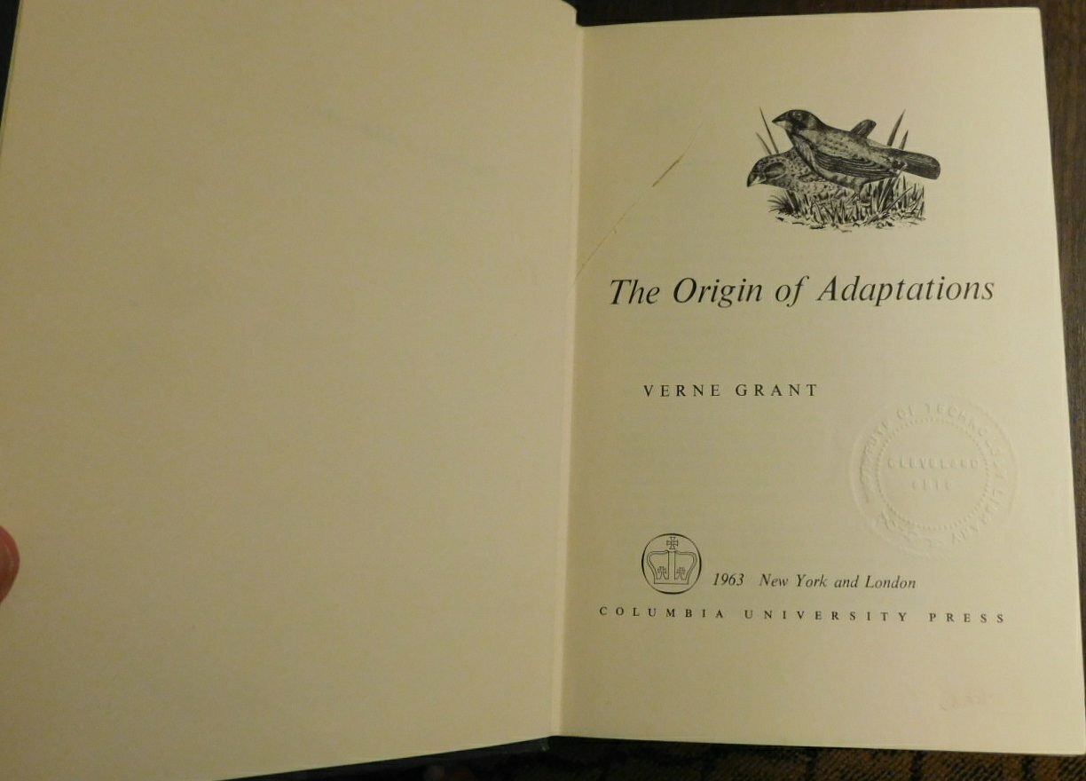The Origin Of Adaptations Verne Grant 1963 HC | eBay UK