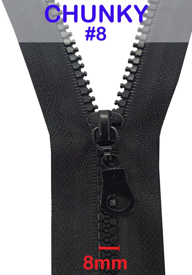 Spare Puller For CHUNKY ZIPPER Size #8 Removable Runner Black Silver UK ...