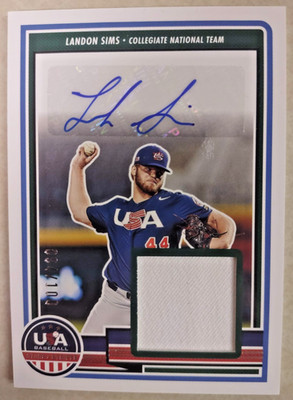 2023 Panini Stars & Stripes LANDON SIMS USA AUTOGRAPH & JERSEY Swatch ...