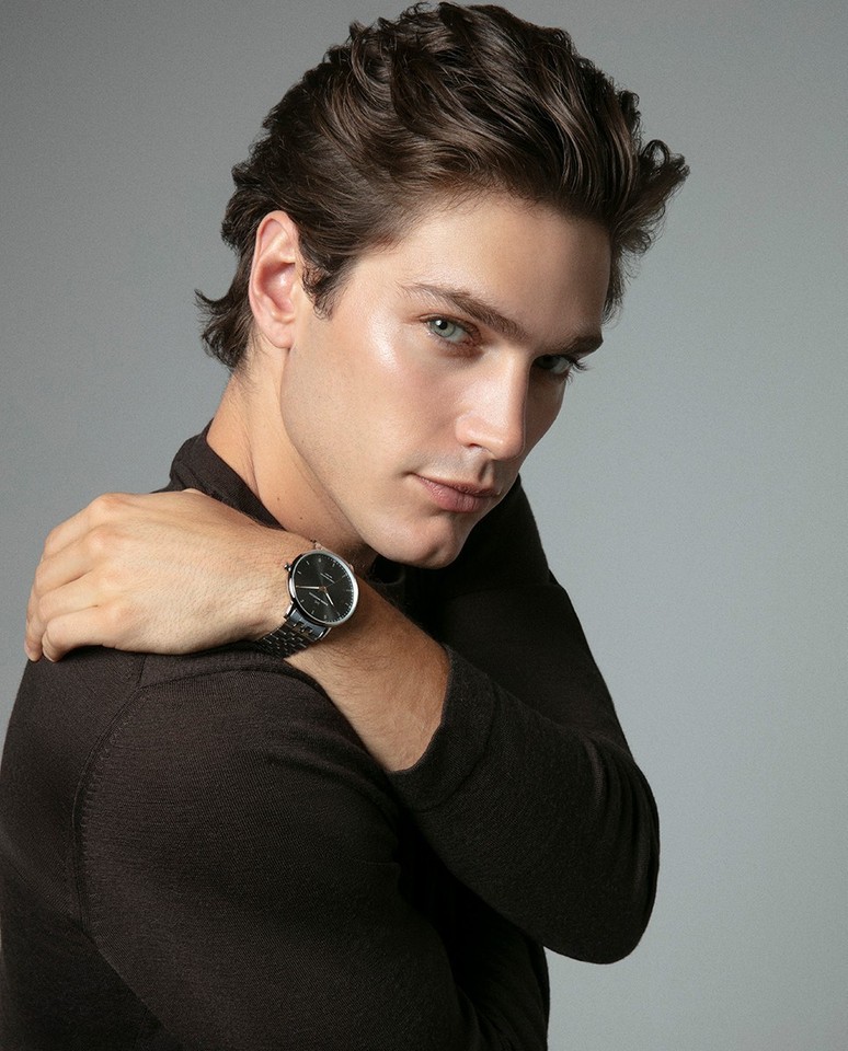 Watch MARK MADDOX Man Steel 40mm Three Needles Sphere Grey IP Pink ...