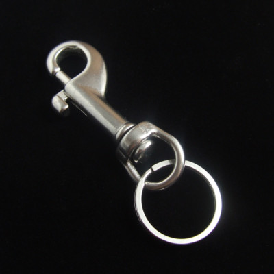 Stainless Steel Keychain Trigger Snap Swivel Bolt Snap Split Ring Key ...