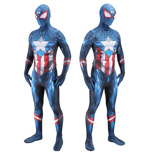 2022 Upgraded Captain America Spider-Man Jumpsuit Cosplay Suit Costume ...