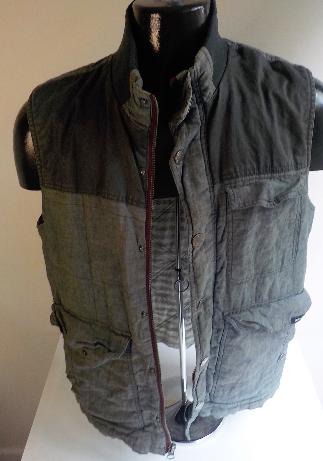 MODERN AMUSEMENT Mens Zipper Front Two Tone Vest Gray… - Gem