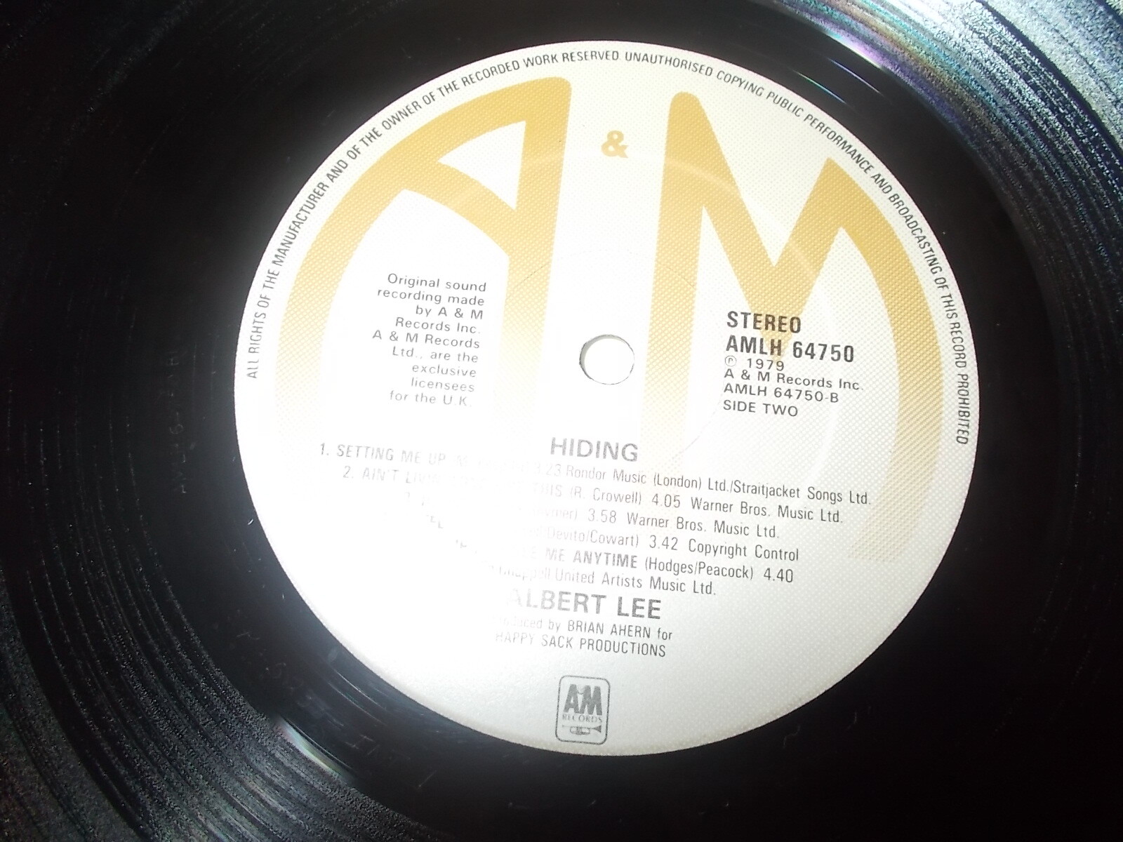 Vinyl 12 inch LP Record Album Albert Lee Hiding 1979 | eBay