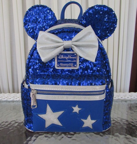 Disney Parks Loungefly Blue Sequin Mini Backpack Wishes NWT | eBay