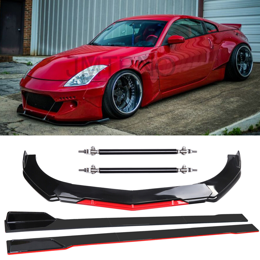 For Nissan 350Z 370Z Front Bumper Lip Spoiler Splitter + Side Skirt ...
