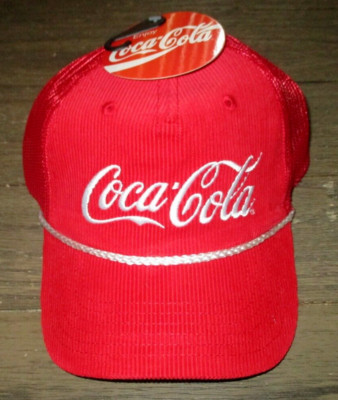 MENS COCA COLA RED CORDUROY SNAPBACK ADJUSTABLE TRUCKER HAT CAP | eBay