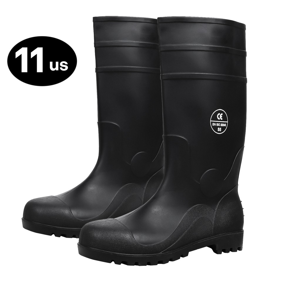 Anti Slip Waterproof Rubber Hunting Boots w/Steel Toe Construction Work ...
